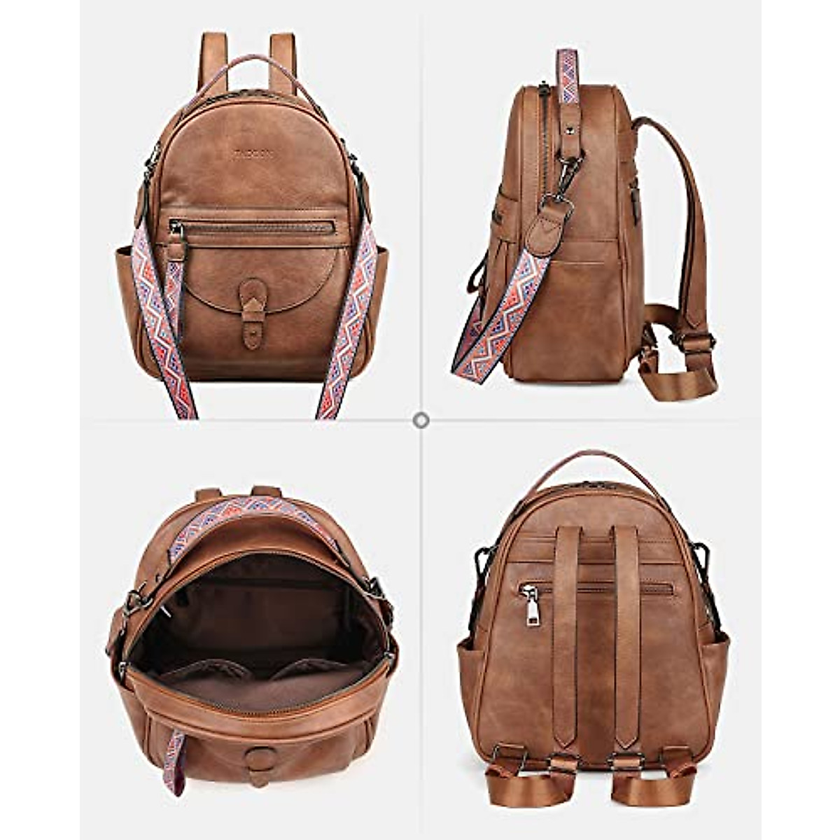 FADEON Mini Backpack Purse for Women, Designer Leather Cute Roomly Small Backpacks, Ladies Shoulder Backpack Fashion Handbag