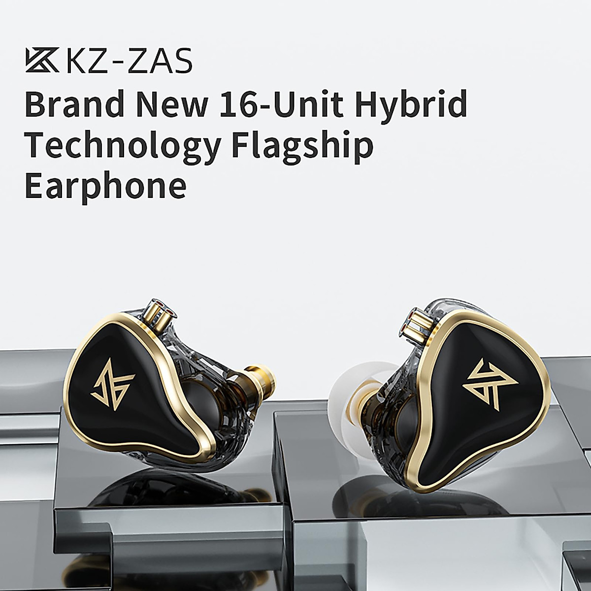 CCA KZ ZAS in Ear Monitor Headphones 16 Units 7BA 1DD Hybrid Drivers HiFi IEM Earphones High Clarity Wired Earbuds for Musicians Singers Audiophile Dj Drummers