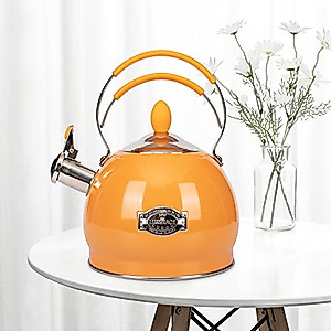 Whistling Tea Kettle Stainless Steel Teapot, Teakettle for Stovetop Induction Stove Top, Fast Boiling Heat Water Tea Pot 2.6 Quart