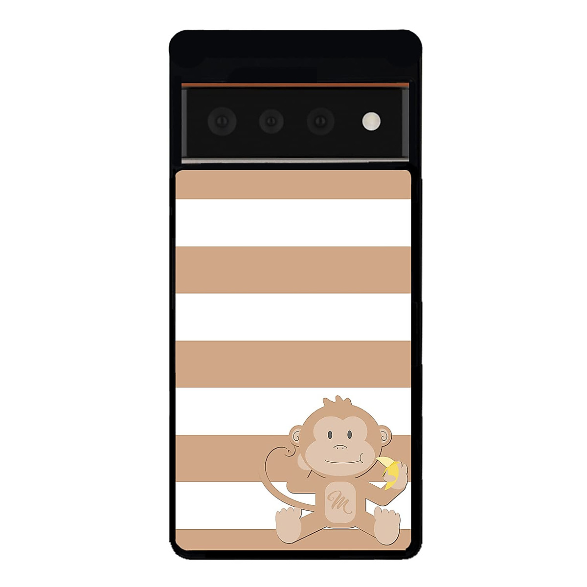 Brown White Monkey Personalized Black Rubber Phone Case Compatible With Google Pixel 8 Pro, 8a, 8, 7a, 7, Pixel 7 Pro, 6a, Pixel 6 Pro, 6, 5, 4a 5G, 4a 4G, 4, 4 XL, 3a, 3a XL, 3, 3 XL, 2 XL, 2