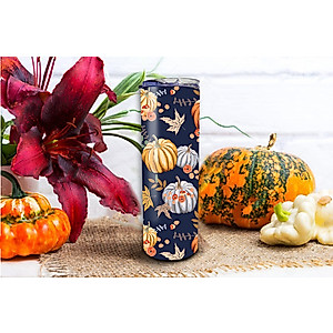 FALO 20 Oz Stainless Steel Pumpkin Tumbler Festival Pumpkin Fall Lover Tumbler Gift For Women For Mom
