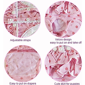 2 Pieces Washable Female Diapers with Suspender Comfort Reusable Doggy Diapers Reusable Puppy Sanitary Panties Dog Underwear Diaper for Small Girl Dogs in Period Heat (Pink&Purple, 3XL)
