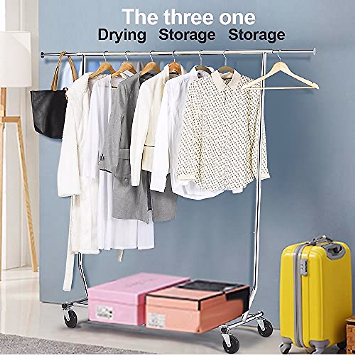 Yaheetech Heavy Duty Adjustable Commercial Grade Garment Rack Rolling ...