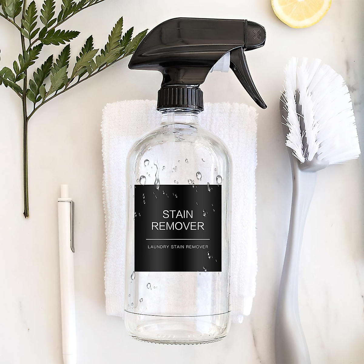 HVSWLY Minimalist Laundry Room Labels，30 Matte Waterproof Labels for Jars Spray Bottles and Detergent Dispensers, Preprinted Laundry Room Organization Labels Set(Black)