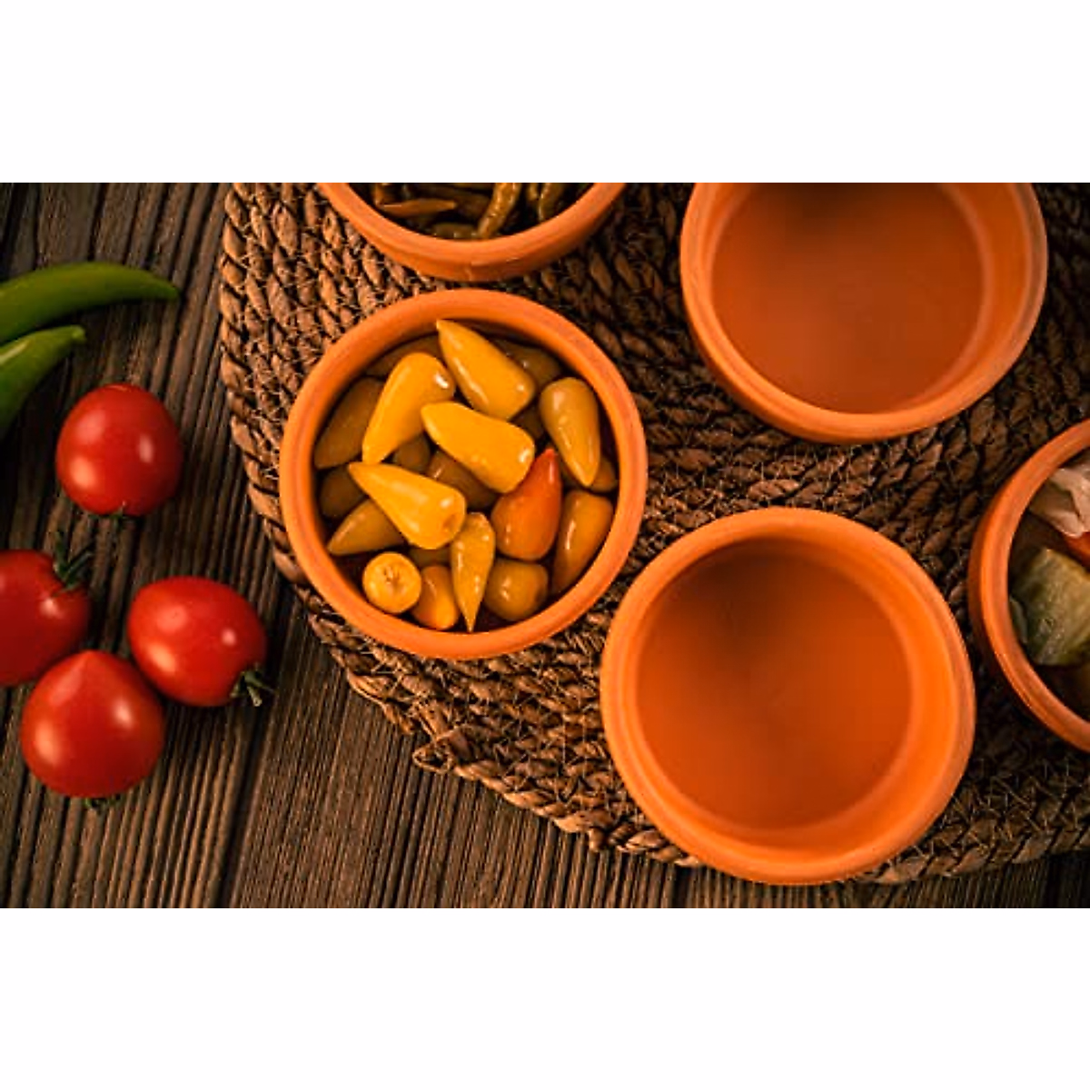 Luksyol Handmade Unglazed Clay Bowls: Elevate Your Culinary Experience with a Set of 8 (3.7 x 1.4 in) | Authentic Terracotta Cooking for Indian, Mexican, Korean Cuisine | Microwave-Friendly and Safe |