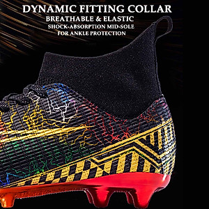 HESBITEUL Mens Soccer Cleats Football Boots Spikes Shoes High-Top Unisex Outdoor Indoor Training Athletic Sneaker