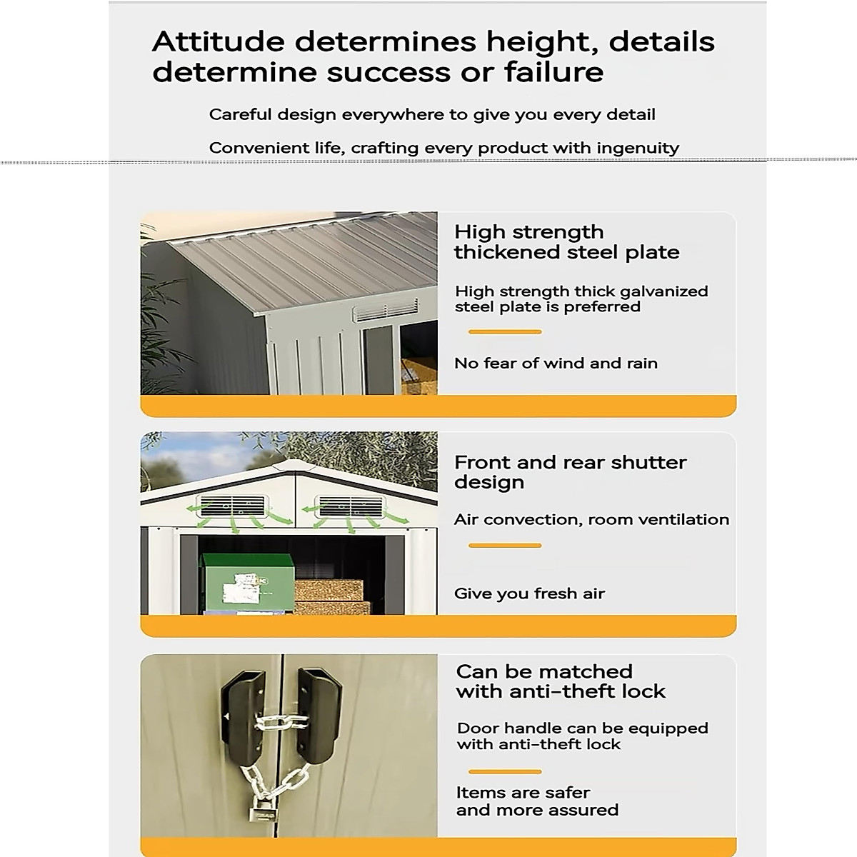 Outdoor Storage Sheds, 10' x 8', Patio Sheds, Garden Storage Cabinets, for Backyard, Terrace, Black