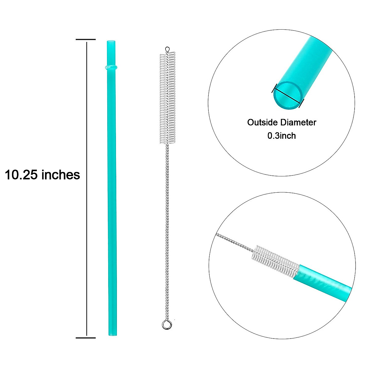 32 Pieces Reusable Plastic Straws Fit for Mason Jars, Tumblers, 10.25 Inches Extra Long Rainbow Colored Unbreakable Drinking Straws with 2 Cleaning Brushes, BPA Free and Eco Friendly