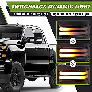 SIZIOM Switchback Towing Mirrors for 2009-2018 Dodge Ram 1500,2010-2018 Ram 2500 3500,Ram Classic 2019-2023,Power Heated Dynamic Turn Signal Backup Light Puddle Lamp Extendable Pair Set Tow Mirrors