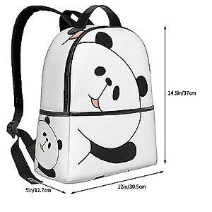 Fytrahzan Kawaii Panda Double Strap Shoulder B-Ag Book Bags Large Capacity Daypack Casual Travel B-Ag Notebook B-Ag