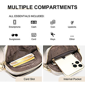 LOVEVOOK Crossbody Bags for Women Small Purse Cell Phone Purse Leather Crossbody Bag Trendy Summer Wallet (Grey)