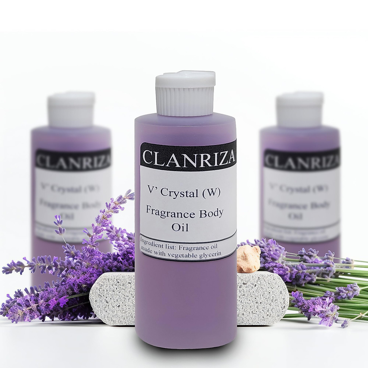 CLANRIZA V' Crystal Natural Fragrance Body Oil - Pure & Natural Long-Lasting Perfume Oil for Women - Scented Body Oil for Skin - All-Day Fragrance & Body Care - 4 Fl Oz