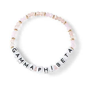 Sorority Shop Gamma Phi Beta Bracelet — Glass Bead Bracelet with GPB Name Beads and 18K Gold Accent Beads, Greek Sorority Jewelry for Big Little Sorority Gifts