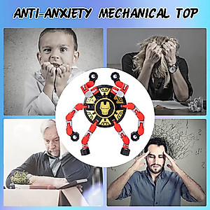 4Pack Fingertip Gyro Fingertip Mechanical Top DIY Deformation Robot Metal Transformable Gyro Spinners Finger Chain Robot Toy Changeable Face Fidget Spinners Octopus ADD ADHD Astium for Kids Adults
