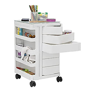 Kubx Rotating 4-Sided Mobile Storage Organizer with Glass Top Multiple Compartments