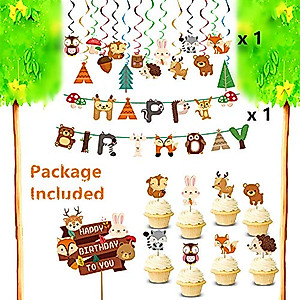 LaVenty Set of 15 Woodland Party Supplies Animal Birthday Banner Woodland Animals Banner Forest Animal Friends Themed Party Decorations Woodland Animals Baby Shower Birthday Party Decorations