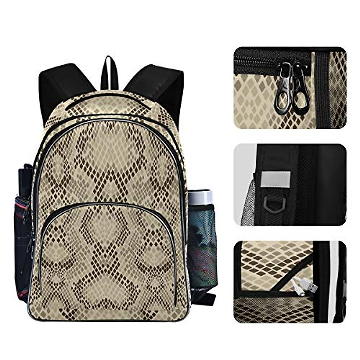 ALAZA Snake Skin Animal Print Travel Laptop Backpack Gifts for Men Women Fits 15.6 Inch Notebook