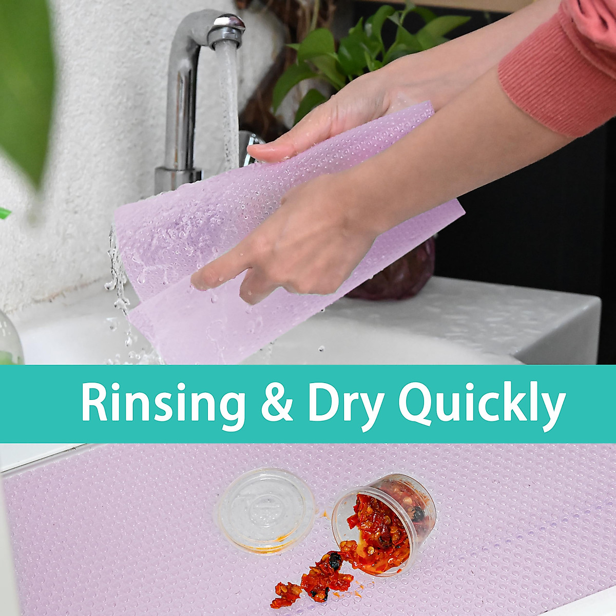 BOPART 8Pcs Refrigerator Liners Washable Fridge Shelf Liners Mats for Freezer Glass Shelves Kitchen Cabinets Cupboards Drawers (17.7" x 11.4", Pink)