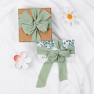 IBEEDOW 1.5" x 36Yd Chiffon Ribbon 3 Rolls Sage Green Handmade Fringe Chiffon Silk Ribbon Set for Gifts Wrapping, Wedding Invitations, Bridal Flower Bouquets Decoration, DIY Crafts(Each Roll 12Yd)