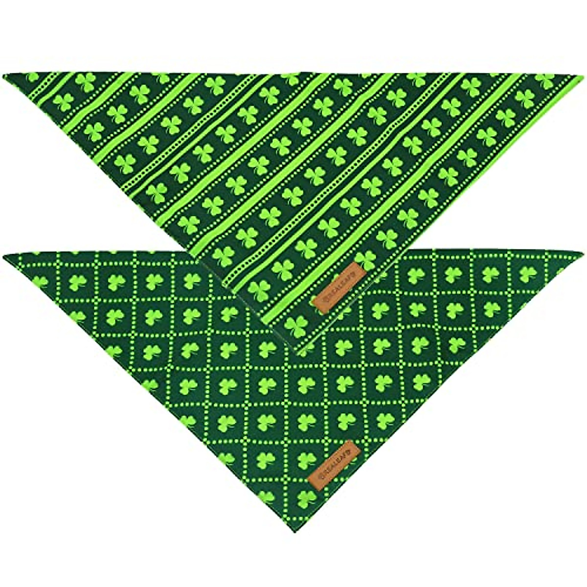 Realeaf St. Patrick's Day Dog Bandanas 2 Pack, Reversible Green Shamrock Pet Scarf for Boy and Girl, Premium Durable Fabric, Holiday Bandana for Large and Extra Large Dogs (X-Large)