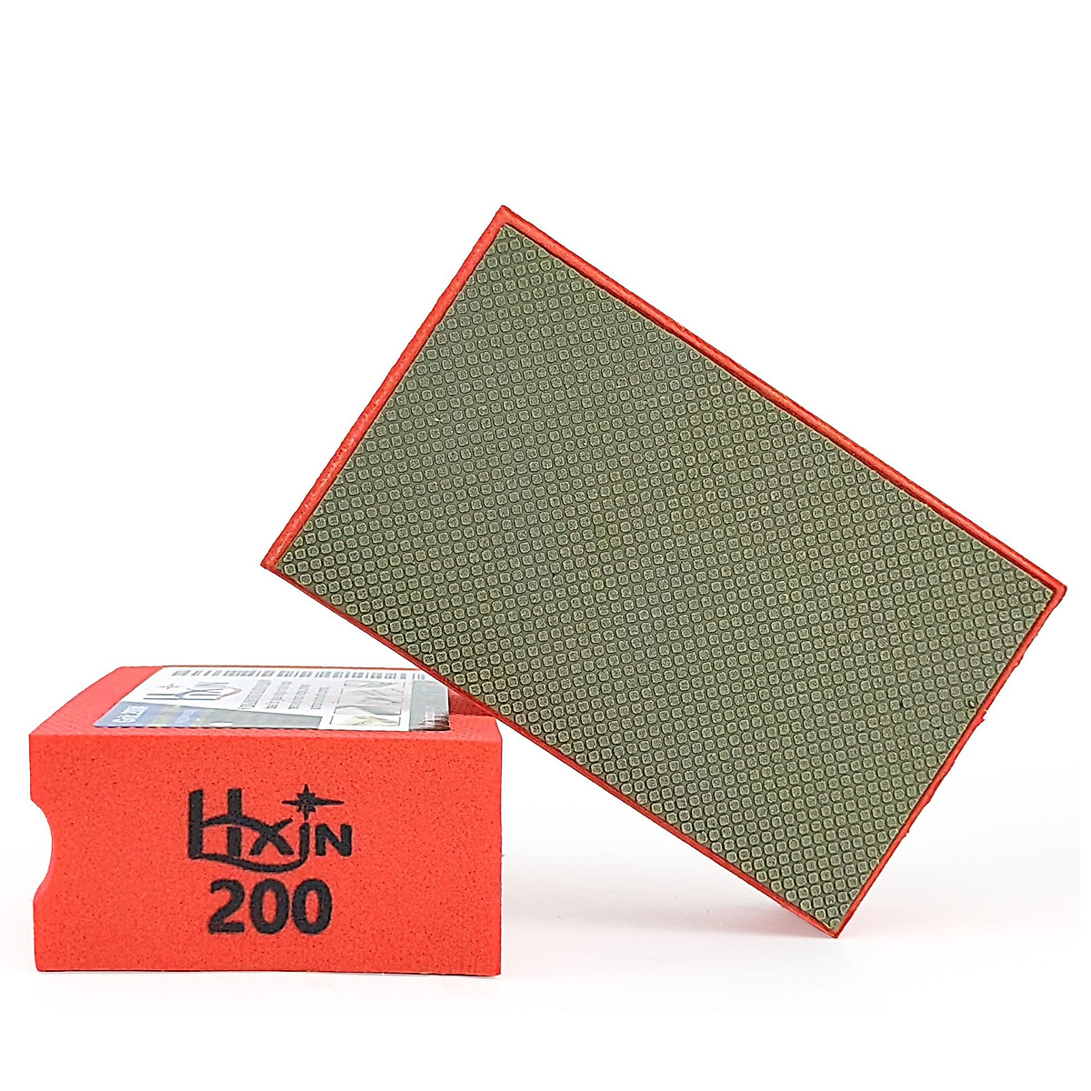 HXIN Diamond Hand Polishing Pad Diamond Sanding Block Foam Backed Diamond Sponge Sanding Pads for Wet or Dry Grinding polishing for Granite Marble Stone Tile Glass Ceramic (1, 200# Square)