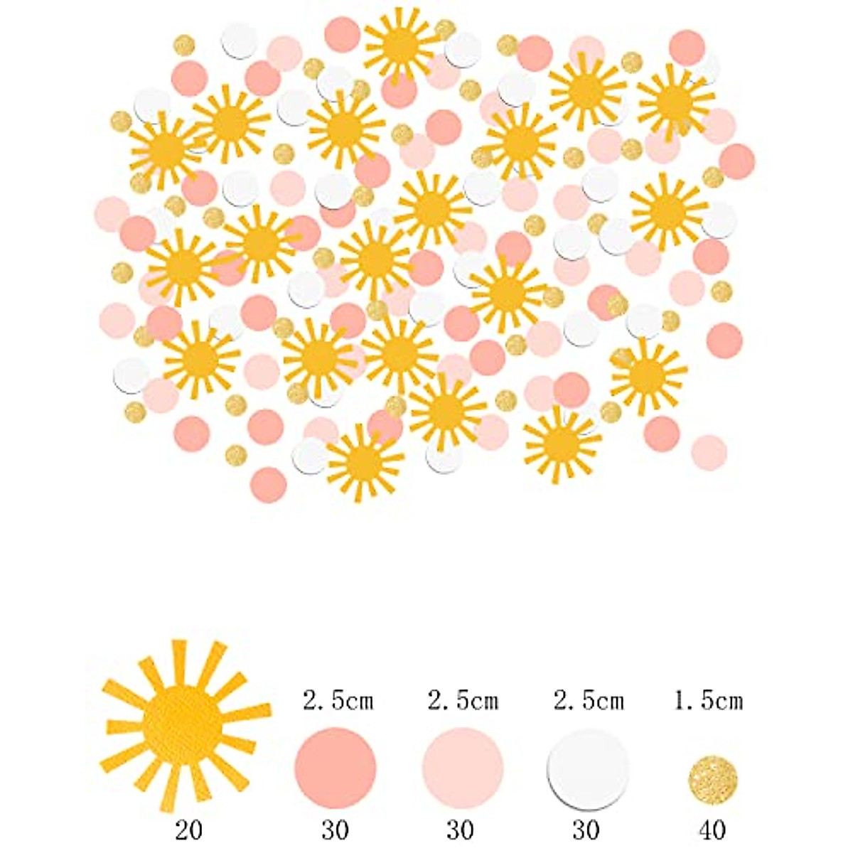 Golden Pink White Sunny Dots Confetti Girl Birthday Pink Scatter Table Decoration for Baby Shower First Trip Around the Sun Theme Party Bridal Shower Boho Wedding Classroom Nursery Supplies 150 Pcs