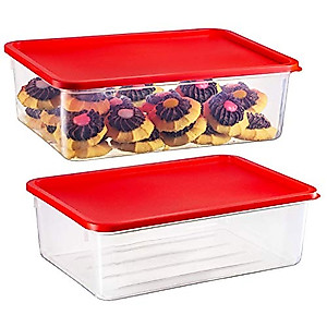 2 Pack - Zilpoo Plastic Food Storage Containers with Lid, Refrigerator, Freezer Covered Cake Keeper, Cupcake Carrier, Christmas Cookie Holder, Lunch Box, 169 oz.