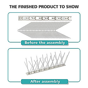 KKY Bird Spikes Stainless Steel Base, Metal Bird Repellent Nail Fence Kit, Can Be Used to Stop Pigeons and Other Small Birds, Covering 10.8 Feet (Without Pushpins) 10 Packs.