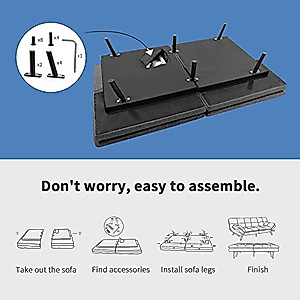 Opoiar Grey Fabric Futon Sofa Bed Couch,3" Memory Foam Loveseat Sofa Bed,71" L Modern Sleeper Sofa Bed with Covertible Armrests,Small Space Sofa Bed for Living Room,Home Office,Apartment