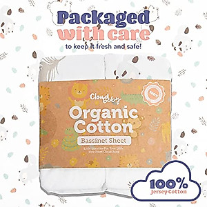 Cloud Baby Bassinet Sheet 32"x16" (2 Pack) - 100% Organic Jersey Cotton, Breathable and Soft for Baby Boy Girl Newborn Infant Unisex (Woodland Animals and Leaves)