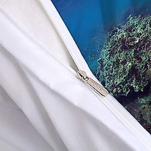 Quilt Cover Queen Size Coral Reef 3D Bedding Sets Underwater World Duvet Cover Breathable Hypoallergenic Stain Wrinkle Resistant Microfiber with Zipper Closure,beding Set with 2 Pillowcase