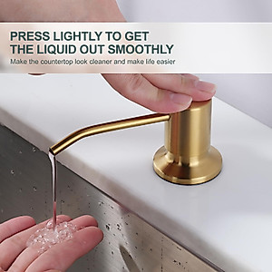 Black and Gold Kitchen Faucet with Soap Dispenser, WOWOW Stainless Steel Kitchen Sink Faucet Single Handle High Arc Utility Sink Faucet for Sink, RV, Laundry, Bar