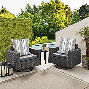 Black and White Outdoor Waterproof Striped Throw Pillow Covers 18x18 Inch Set of 2 Grey Blue Spot Decor Pillow Covers for Patio Funiture Garden Living Room