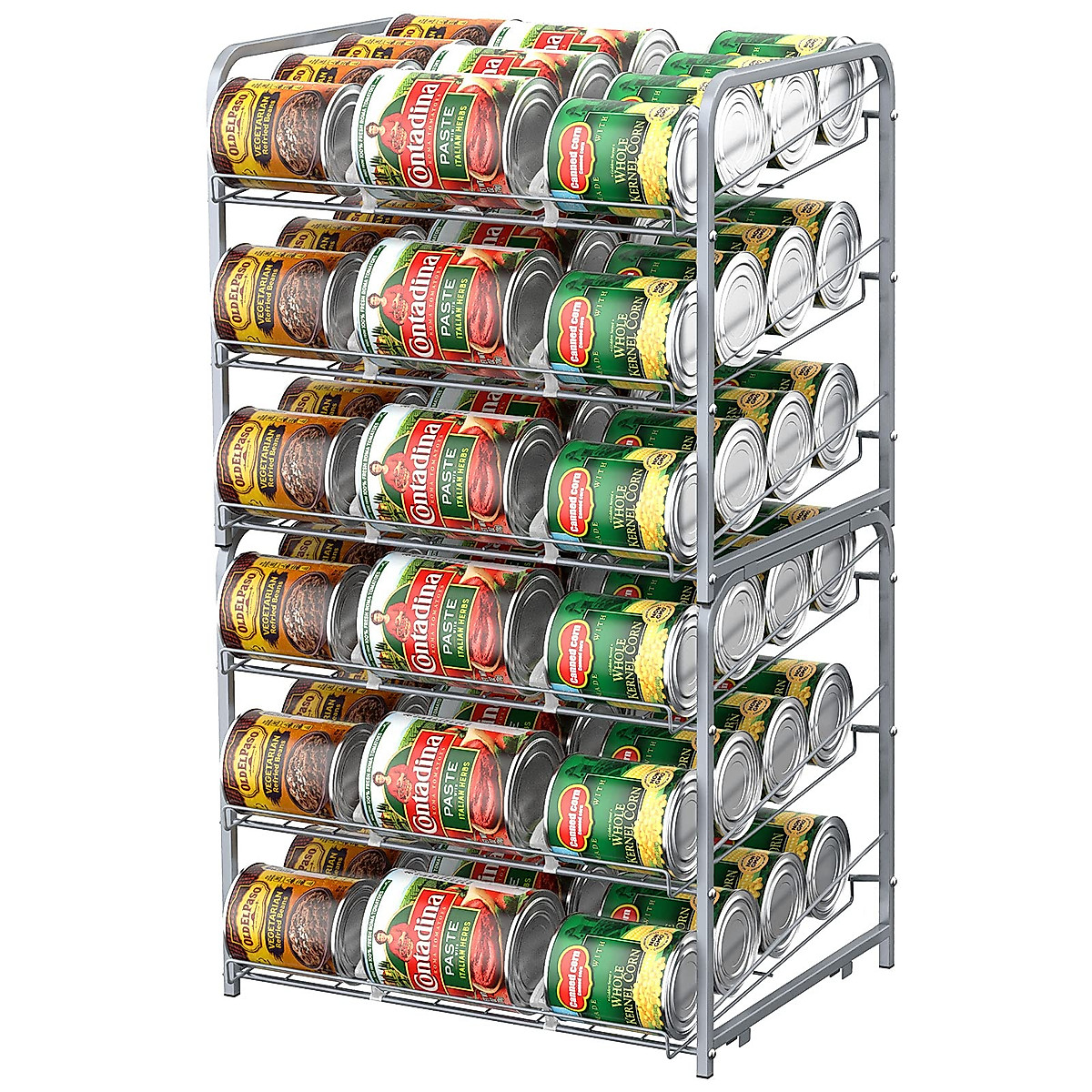 BTY Can Organizer for Pantry Stackable 2 Pack, Can Storage Organizer Rack Stacking Can Dispensers Small Space Holds up to 36 Cans for Pantry, Kitchen, Cabinet- Silver