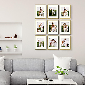 Golden State Art, 11x14 Aluminum Metal Frame with Ivory Mat for 8x10 Pictures, includes with Sawtooth Hangers and Spring Clips - Wall Mounting - Real Glass (Gold, 3 Pack)