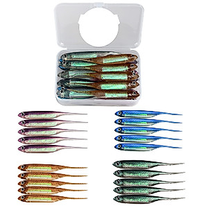 JOHNCOO 20pcs Soft Baits Shad Fishing Lures Paddle Tail Swimbaits Plastic Lures for Bass Trout Fishing Gifts for Men