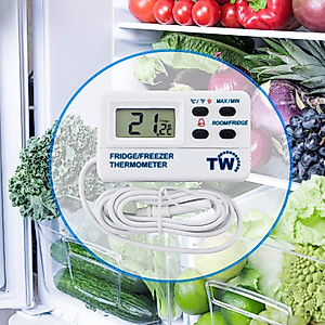 Digital Refrigerator Thermometer - Fridge and Freezer Alarm Alert When Temperatures Drop - Ideal RV Fridge Freezer Thermometer with Alarm and Max Min