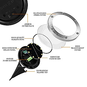 Solar Garden Lights, Plastic Diamond Cover Solar Ground Disk Lights Out Door Waterproof, Decorative Path in-Ground Lights Powered by Solar, for Lawn, Path, Yard, Step and Walkway (warm,4 pack)