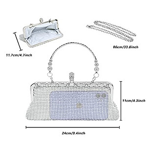 Carwales Silver Clutch Purse Rhinestone Purses for Women Evening Wedding Party Bridal Handbag Elegant Formal Evening Bag(Silver)