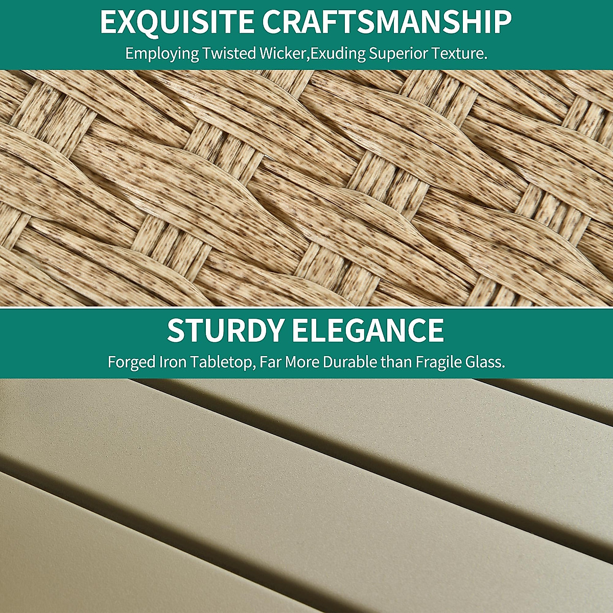 YITAHOME 5 Piece Patio Bar Set, Outdoor High Top Table and Chairs with Wine Glass Holder and Soft Cushions, Outdoor Wicker Furniture for Backyard, Garden Yard, Balcony, Beige Rattan