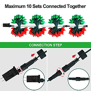 RECESKY C7 Bulbs Halloween String Lights with Built-in Timer - 50 LED 24ft Purple Orange Battery String Lights for Outdoor, Indoor Decor, Fairy Garden, Bedroom, House, Halloween Party Decorations