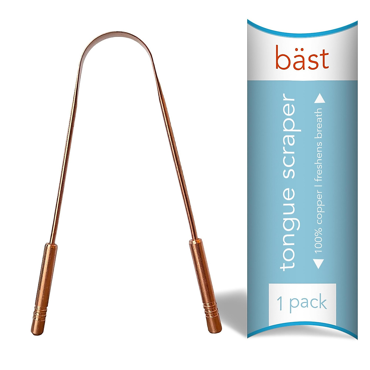 Bäst Tongue Scraper • 100% Copper (1 Pack) Premium Tongue Cleaner • Improve Oral Health • Ayurvedic Cleaning Tool