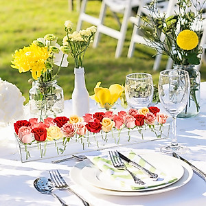 uyoyous Clear Acrylic Flower Vase Rectangular Floral Centerpiece 24 Inch Long Modern Vase for Home Wedding Dining Party Table Decor (24 Holes)