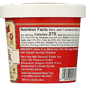 Bob's Red Mill Gluten-Free Apple Cinnamon Oatmeal, 2.36 Ounce, Pack of 12