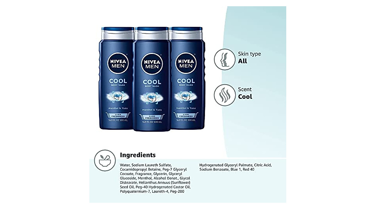 NIVEA MEN Cool Body Wash with Icy Menthol - Refresh Yourself