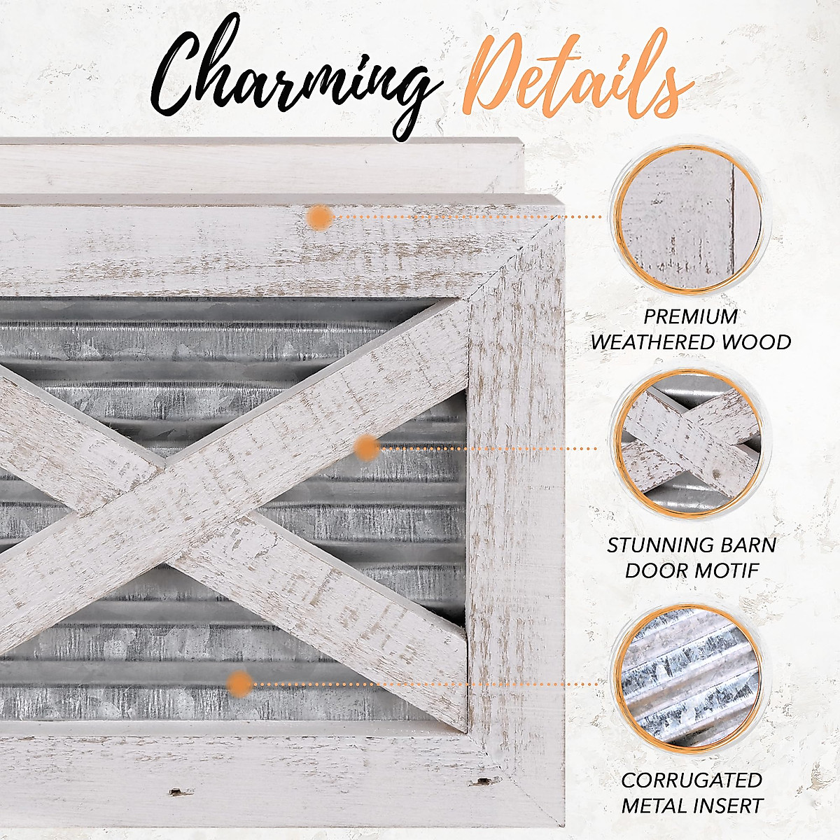 Autumn Alley Farmhouse Napkin Holder - Wooden Napkin Holder - Classic Barn Door Motif with Galvanized Metal - Rustic Napkin Holder for Farmhouse Décor - Shabby White Country Napkin Holder