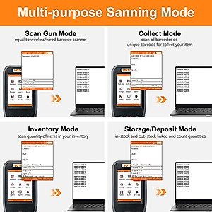 VOTTAN Inventory Scanner with 2.8'' HD Screen and Keybord, 1D 2D QR Code Wireless Barcode Scanner, Stock Datas Collector Scanner for Warehouse E-Business
