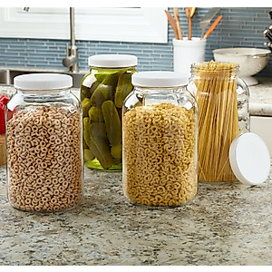 Empty 1 Gallon Glass Jar w/Airtight Leakproof Plastic Lid - Wide Mouth Easy to Clean - BPA Free & Dishwasher Safe - USDA Certified - Kombucha Tea, Kefir, Canning, Sun Tea, Fermentation, Food Storage