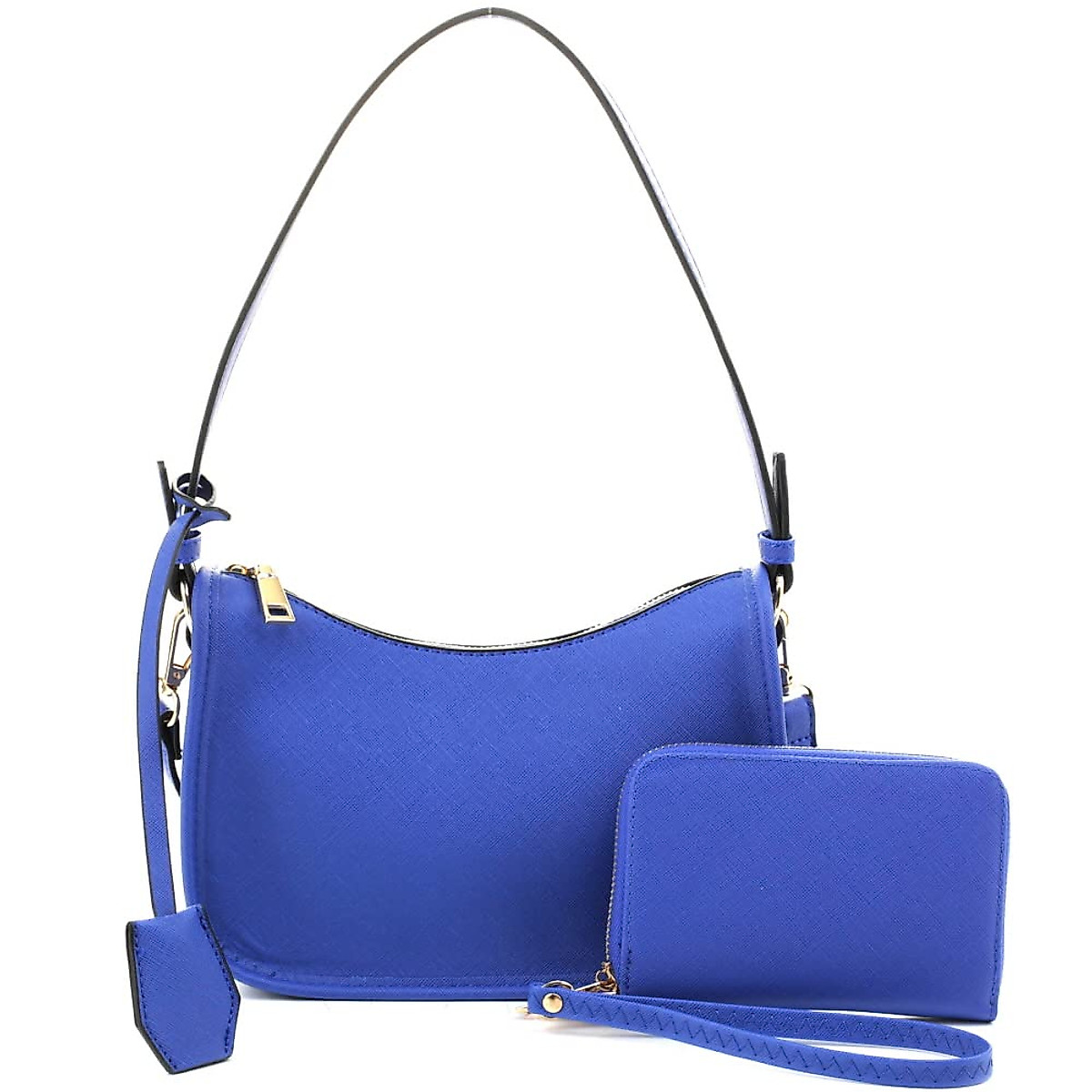 Womens Girls Minimal Vintage Retro Small Vegan Leather Shoulder Bag Purse Wallet Set (zBlack)