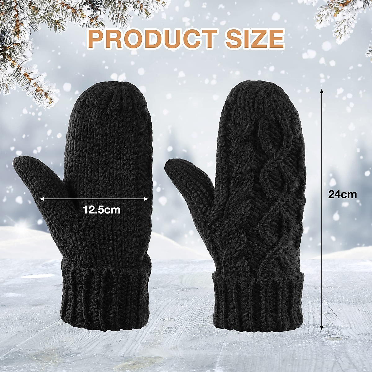SATINIOR 2 Pairs Winter Gloves Thick Warm Soft Plush Convertible Flip Top Mittens Full Finger Gloves for Women Girls (White, Black, Simple Style)